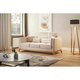 Home Affaire 3-Sitzer &raquo;Viva&laquo; mit Holzrahmen aus Eiche braun 100% Polyester
