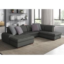 Sit & More sit&more Wohnlandschaft &raquo;Luxor U-Form&laquo; wahlweise mit Bettfunktion, Bettkasten und Kopfteilverstellung grau Luxus-Microfaser ALTARA NUBUCK (100% 