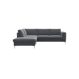 FLEXLUX Ecksofa &raquo;Fiore, L-Form&laquo; breite Armlehnen, F&uuml;&szlig;e alufarben, B/T 241/225 cm, Kaltschaum im Sitz grau 100% Polyester