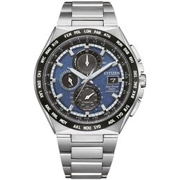 Citizen Herren Funkchronograph Armbanduhr, Solar, Herrenuhr, analog, Perpetual Kalender silber