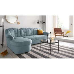 DOMO collection Ecksofa &raquo;Papenburg, zeitlose R&uuml;ckensteppung, elegante Formensprache, L-Form&laquo; in gro&szlig;er Farbvielfalt, wahlweise mit Bettfunktion blau 