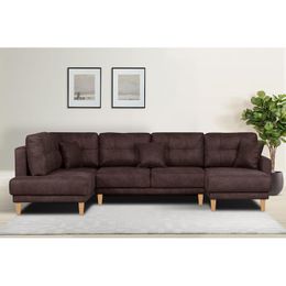 Home Affaire Wohnlandschaft &raquo;TRIPLO U-Form wahlweise mit Schlaffunktion, B/T/H: 310/192/90 cm&laquo; Schlafsofa, auch mit Bettkasten, Steppung im 