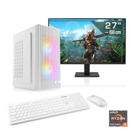 CSL PC-Komplettsystem &raquo;Spectrum V25214&laquo; 27 &prime;&prime; AMD Ryzen 5 GeForce RTX 3050 16 GB RAM 1.000 GB SSD wei&szlig; Inkl. 27 Zoll Full-HD Monitor, Maus, Tastatur, 