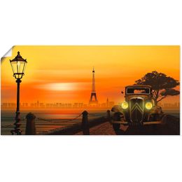 Artland Poster &raquo;Paris Nostalgie&laquo; Auto 1 Stk. tlg. ohne Rahmen orange