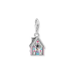 Thomas Sabo Damen Thomas Sabo Charm-Einh&auml;nger &raquo;Lebkuchenhaus Silber&laquo; mit Glas-Keramik Stein, Zirkonia (synth.), Rubin (synth.)