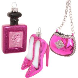 Christbaumschmuck &raquo;Set Pretty in Pink, 6-9cm&laquo; Christbaumschmuck aus Glas, mundgeblasen, handgefertigt, Figuren silber Glas