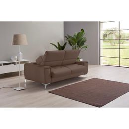 Egoitaliano Schlafsofa &raquo;Francine Designsofa, Loungesofa mit Dauerschlaffunktion, Breite 233 cm&laquo; mit Bettfunktion, Leder BULL, chocolate, Fu&szlig;farbe chrom braun 