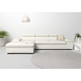 Home Affaire Ecksofa &raquo;Alberto L-Form&laquo; mit Kopfteilverstellung, wahlweise mit Bettfunktion wei&szlig; Luxus-Microfaser Lederoptik (100% Polyester);Luxus-