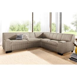 DOMO collection Ecksofa &raquo;Norma Top, elegant und modern, flache Armlehnen, L-Form&laquo; wahlweise mit Bettfunktion beige