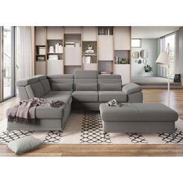 Sit & More sit&more Ecksofa &raquo;Cabrio L-Form, B: 274 cm, mit Sitztiefen-, Arm- & Kopfteilverstellung&laquo; 3 Nierenkissen, Federkern, optional Bettfunktion und Stauraum