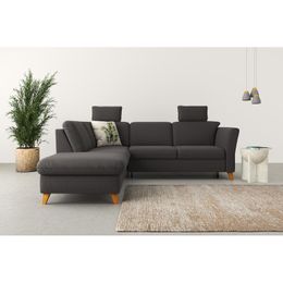 Home Affaire Ecksofa &raquo;Trelleborg L-Form&laquo; Federkern-Polsterung, wahlweise mit Bettfunktion und Stauraum grau 100% Polyester