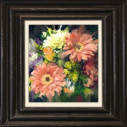 queence Leinwandbild &raquo;Blumen&laquo; Blumen Blumenbilder Garten Gartenbilder Kunst Stillleben Premium-Leinwandstoff, Handarbeit aus Deutschland, 40x40cm bunt