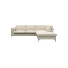 FLEXLUX Ecksofa &raquo;Fiore, L-Form&laquo; breite Armlehnen, F&uuml;&szlig;e alufarben, B/T 241/225 cm, Kaltschaum im Sitz wei&szlig; 100% Echteder