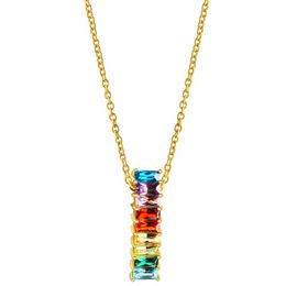 Firetti Damen Kette mit Anh&auml;nger &raquo;Schmuck Geschenk Silber 925 Halsschmuck Halskette Regenbogen&laquo; mit Zirkonia (synth.) gold