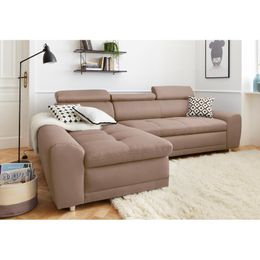 Sit & More sit&more Ecksofa &raquo;Riva L-Form&laquo; inklusive Kopteilverstellung, wahlweise mit Bettfunktion braun Flachgewebe (100% Polyester);Luxus-Microfaser (100% 