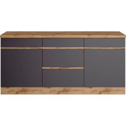 KOCHSTATION Unterschrank &raquo;KS-Riesa&laquo; Breite 180 cm, MDF-Fronten grau Holzwerkstoff