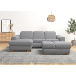 Home Affaire Ecksofa &raquo;Dundee L-Form&laquo; wahlweise mit Kopfteilverstellung und zus&auml;tzlich mit Bettfunktion grau Flachgewebe (100% Polyester)