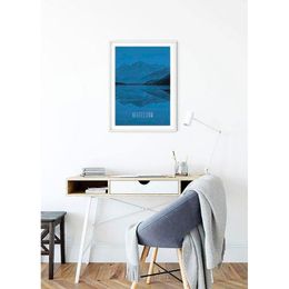 Komar Bild &raquo;Word Lake Reflection Blue&laquo; Natur 1 Stk. tlg. Wandbild zur Dekoration - ohne Rahmen bunt Holz, Papier