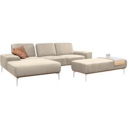 W.Schillig Ecksofa &raquo;run, Designsofa mit tollem Sitzkomfort, L-Form&laquo; mit elegantem Holzsockel, F&uuml;&szlig;e in Chrom gl&auml;nzend, Breite 279 cm beige Longlife 