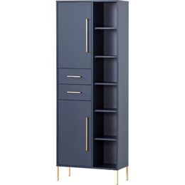 Welltime Hochschrank &raquo;Kent mit goldfarbenen Griffen&laquo; Breite 67,1 cm, made in Germany blau FSC -zertifizierter Holzwerkstoff