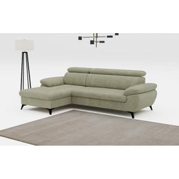 COTTA Ecksofa &raquo;Hudson L-Form, B: 261 cm&laquo; mit Kopfteilverstellung, optional Bettfunktion & Bettkasten gr&uuml;n