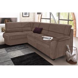 Sit & More sit&more Ecksofa &raquo;Pandora L-Form&laquo; wahlweise mit Bettfunktion und Bettkasten braun Luxus-Microfaser ALTARA NUBUCK (100% Polyester);Luxus-Microfaser 