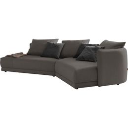 designwerk Ecksofa &raquo;New York L-Form, anmutendes Designsofa&laquo; mit moderner R&ung im R&uuml;cken grau 100% Polyester
