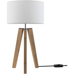Paco Home Tischleuchte &raquo;Canvas uni Color&laquo; E27 Stehlampe Vintage Fu&szlig; LED Lampe Wohnzimmer Skandinavischer Stil E27 braun
