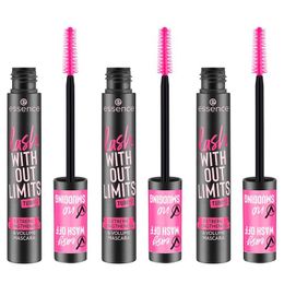 Essence Damen Mascara &raquo;lash WITHOUT LIMITS TUBING Extreme Lengthening & Volume Mascara&laquo; 3-tlg., verl&auml;ngernd, hohe Deckkraft, langanhaltend schwarz