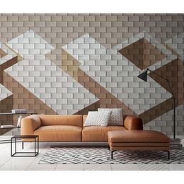 A.S. Cr&eacute;ation Vliestapete &raquo;Geometrische 3D-Tapete Beige Braun Wei&szlig; Backstein&laquo; matt strukturiert Vlies