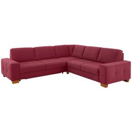 Home Affaire Ecksofa &raquo;Puccini L-Form&laquo; mit Federkern, Sitztiefenverstellung, Kontrastnaht rot Luxus-Microfaser Lederoptik (100% Polyester);Luxus-