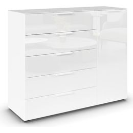 Rauch Schubkastenkommode &raquo;Kommode T&uuml;rkommode Sideboard Kombikommode FLIPP mit Glasfront&laquo; Breite 120 cm mit 2 Einlegeb&ouml;den, 1-t&uuml;rig, 5 Schubladen, Soft