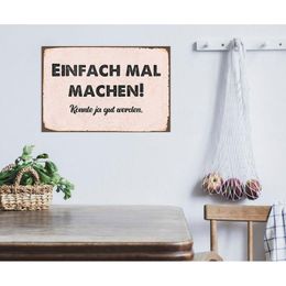 queence Metallbild &raquo;Einfach machen&laquo; Schriftzug Schriftz&uuml;ge 1 Stk. tlg. Stahlschilder schwarz Metall, Stahl