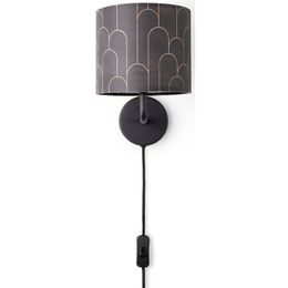 Paco Home Wandleuchte &raquo;Luca Pillar&laquo; E14 Mit Stoffschirm Modern Retro Uni Mit Muster E14 schwarz