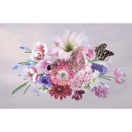 papermoon Fototapete &raquo;BLUMEN ABSTRAKT-MUSTER DESIGN ROSEN BLUMEN DECOR RETRO&laquo; bunt Vlies