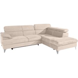 COTTA Ecksofa &raquo;Caluso L-Form&laquo; mit Kopfteilverstellung, wahlweise mit Bettfunktion & Bettkasten beige Kunstleder SOFTLUX ;NaturLEDER (echtes Rindsleder