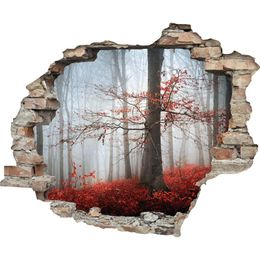 queence Wandtattoo &raquo;Wald im Herbst&laquo; Wandsticker, Wandbild, selbstklebend, 3D, Wanddurchbruch rot