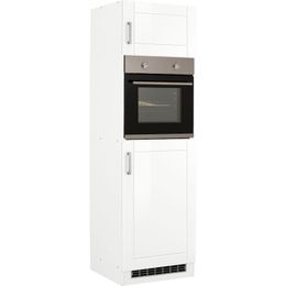 KOCHSTATION Backofen/K&uuml;hlumbauschrank &raquo;KS-Tinnum&laquo; 60 cm breit, 200 cm hoch, Metallgriffe, MDF Fronten, Nischenma&szlig; 88 cm wei&szlig; Holzwerkstoff