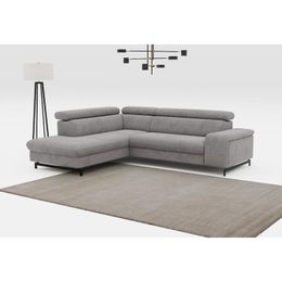 COTTA Ecksofa &raquo;Emma L-Form, B: 262 cm&laquo; mit Kopfteilverstellung, optional Bettfunktion & Bettkasten grau