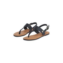 Tommy Hilfiger Damen &raquo;LEATHER THONG SANDAL&laquo; , Sandalette, Sommerschuh, Flats mit Zehensteg schwarz 37