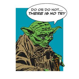 Komar Bild &raquo;Star Wars Classic Comic Quote Yoda&laquo; Star Wars 1 Stk. tlg. Wandbild zur Dekoration im Kinderzimmer - ohne Rahmen bunt Holz, Papier
