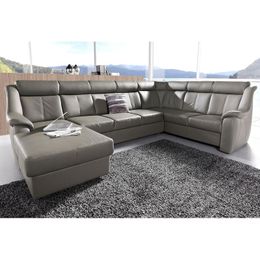 Sit & More sit&more Wohnlandschaft &raquo;Basel U-Form&laquo; wahlweise mit Relaxfunktion grau Luxus-Microfaser Altara Nubuck (100% Polyester);Kunstleder SOFTLUX ;NaturLEDER