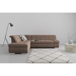 DOMO collection &raquo;Mona L-Form bequem und komfortabel, Breite 271cm, L-Form&laquo; wahlweise mit Bett- und Armlehnfunktion braun Struktur fein 100% Polyester;