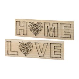 Creativ home Holzbild Set, 2 Stk. tlg. Wanddeko, aus Holz, mit Schriftzug silber