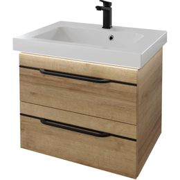 Waschtisch &raquo;Serie Balto Mineralmarmor-Waschtisch mit Unterschrank, 64,4 cm breit&laquo; 2 Stk. tlg. Waschplatz mit 2 Schubladen, Badschrank in verschiedenen