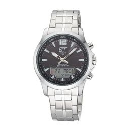 ETT Herren ETT Funkchronograph &raquo;Professional World Timer&laquo; Armbanduhr, Solar, Herrenuhr, Edelstahlarmband, analog, digital, Tag