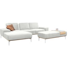 W.Schillig Ecksofa &raquo;run, Designsofa mit tollem Sitzkomfort, L-Form&laquo; mit elegantem Holzsockel, F&uuml;&szlig;e in Chrom gl&auml;nzend, Breite 279 cm wei&szlig; Longlife Xtra