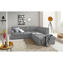 DOMO collection Ecksofa &raquo;Topper zeitlos elegant, kompakte Stellma&szlig;e, OTTOs Choice, L-Form&laquo; mit Ottomane, wahlweise mit Schlaffunktion grau