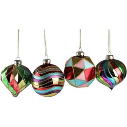 AM Design Weihnachtsbaumkugel &raquo;Weihnachtsdeko, Christbaumschmuck, Christbaumkugeln aus Glas&laquo; handdekoriert und mundgeblasen bunt Glas