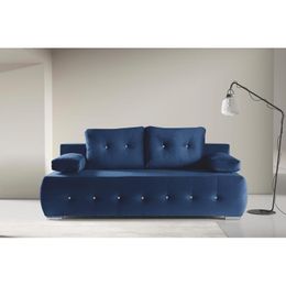 WERK2 Schlafsofa &raquo;Monaco Design Bettsofa, pflegeleichter Samtoptik Bezug, Breite 205cm&laquo; 2-Sitzer Schlafcouch mit Bettkasten & funkelnden Ziersteinchen